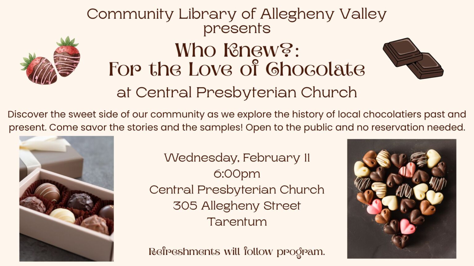 CPC Who Knew Feb 2026 slide | Community Library of Allegheny Valley